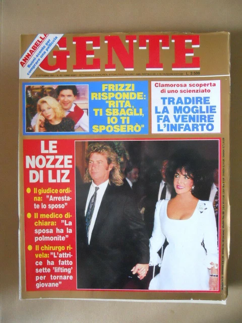 GENTE N 42 1991 Nozze Liz Taylor Frizzi Brigitte Nielsen Francesca ...