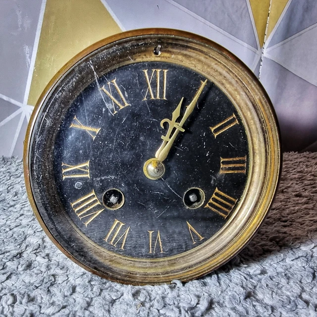 ANTIQUE JAPY FRERES French clock movement dial & front door - spares or ...