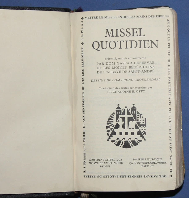 ANCIEN LIVRE DE prières missel français par Dom Gaspar Lefebvre EUR 301 ...
