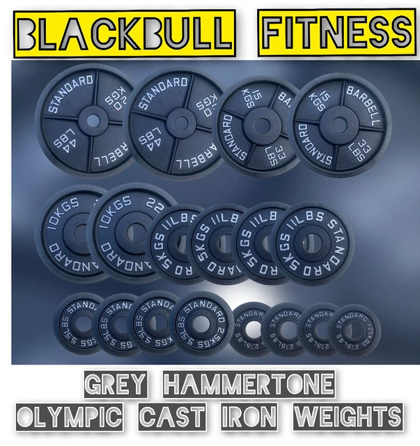 ** BARGAIN CAST Iron Weight Plates Set Pair 2" Hole Disc Olympic ...