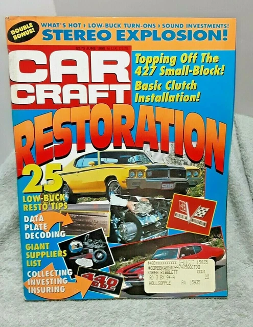 CAR CRAFT MAGAZINE June 1990 Restoration £3.01 - PicClick UK