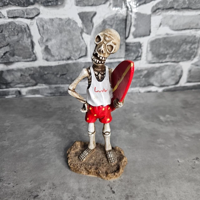FUNNY NOVELTY SKELETON Surfer Figurine Ornament Goth Gift FREE POST £10 ...