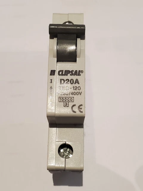 CLIPSAL 20A TYPE D Single Pole MCB TSD 120 (bella19 Stk Code 6B-132) £8 ...