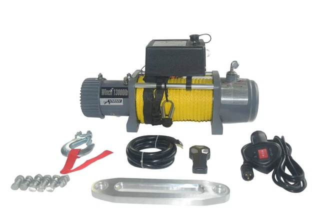 TREUIL ELECTRIQUE 12V 5900KG 4800W, TREUIL A CORDE SYNTH2TIQUE LONGUEUR ...