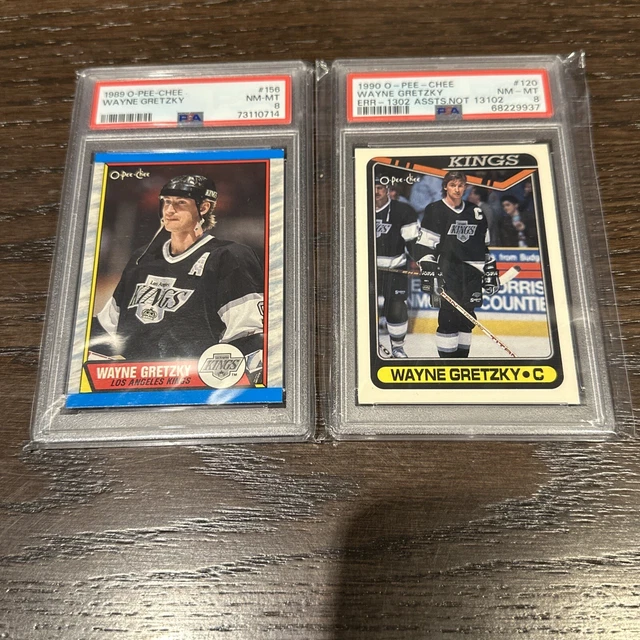 1989 & 1990 O-pee-chee Wayne Gretzky (2 Card Lot) Psa 8 #156 And Psa 8