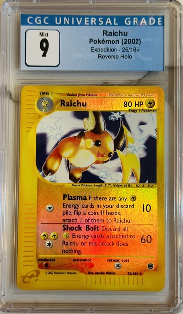 2002 POKÉMON RAICHU Expédition Reverse Holo CGC 9 comme neuf 61/165 EUR ...