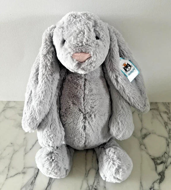 JELLYCAT LARGE SILVER Bashful Bunny BAL2BS Retired Grey Rabbit BNWT £99 ...
