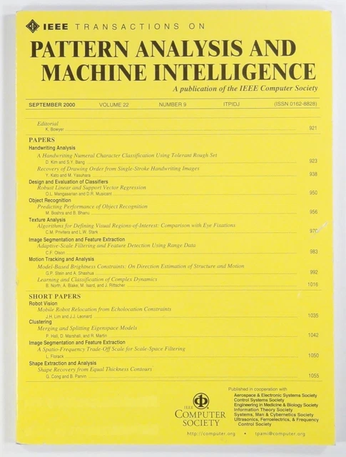 2000 SEP PATTERN ANALYSIS & MACHINE INTELLIGENCE object recognition ...