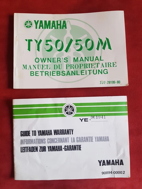 MANUEL PROPRIÉTAIRE YAMAHA TY 50/50M Réf 2J7-28199-80 Livret garantie entretien EUR 70,00 ...