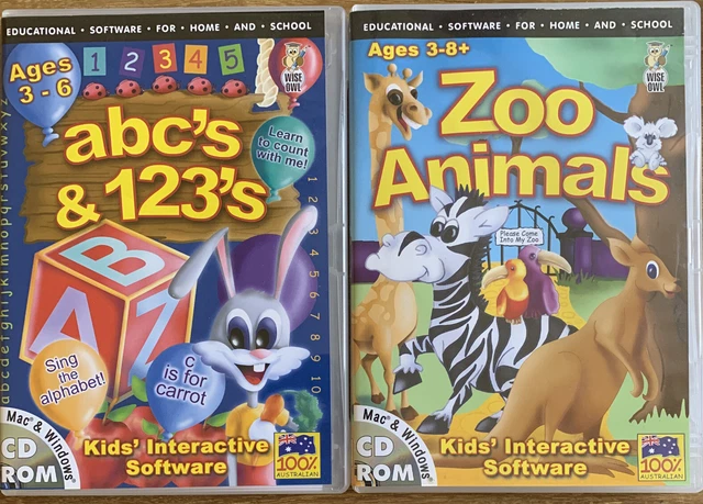 CD ROM: KIDS Interactive Software (Ages 3-6) - ABC’s & 123’s + Zoo ...