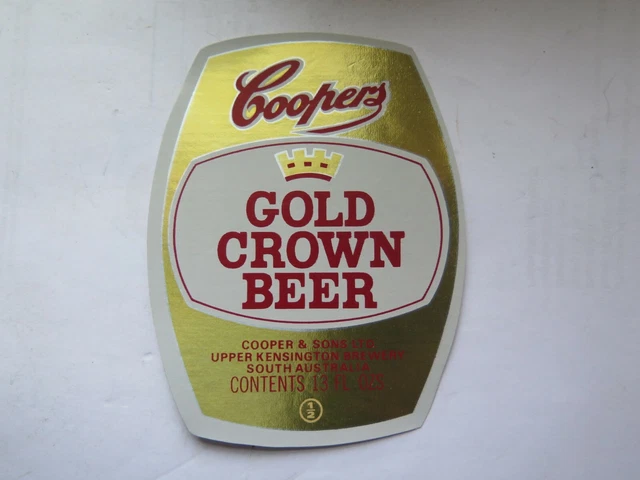 COOPERS GOLD CROWN BEER LABEL 1960s COOPER & SONS SOUTH AUSTRALIA 13 Fl ...