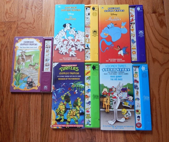 LOT GOLDEN & Sight Sound Story Book Lot TMNT Dalmatian Aladdin Bugs Not ...