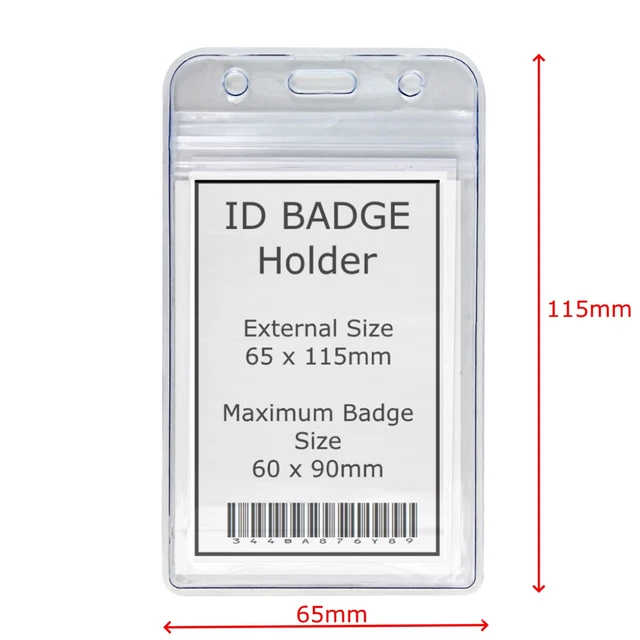 VERTICAL ID BADGE Holder - Work Pass Permit Wallet Pouch Zip Lock - UK ...