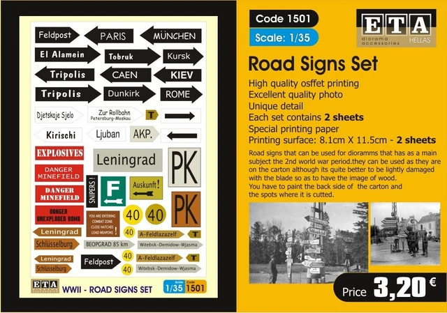 ETA DIORAMA WWII Road Signs Set Cod.1501 1:35 EUR 3,20 - PicClick IT