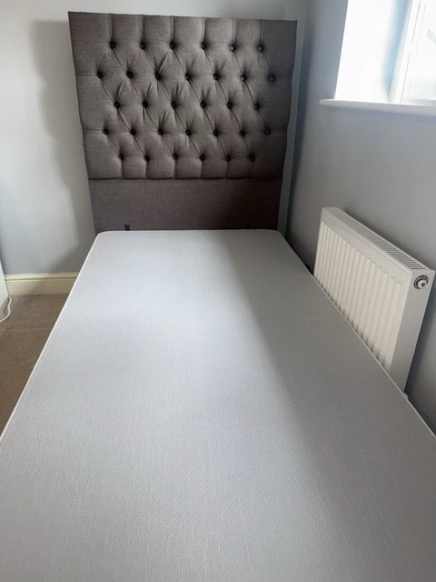 SINGLE GREY UPHOLSTERED Divan Bed, 2 Drawers £125.50 - PicClick UK