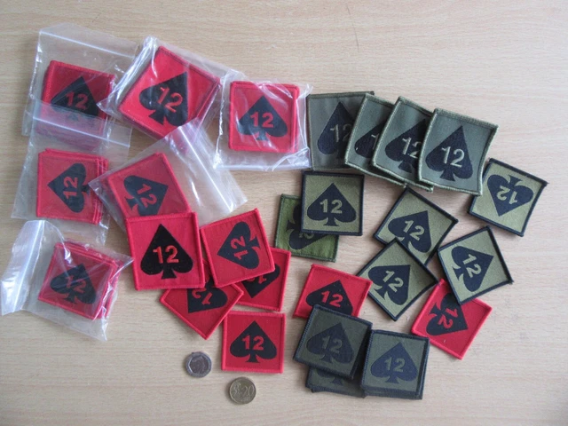 12 BRIGADE, MOD issue Mixed types TRF insignia patches. Job lot x 50+ £ ...