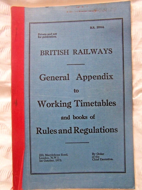 BRITISH RAIL, TIMETABLES, Rules, Regulations, Book, Railwayana, Vintage ...