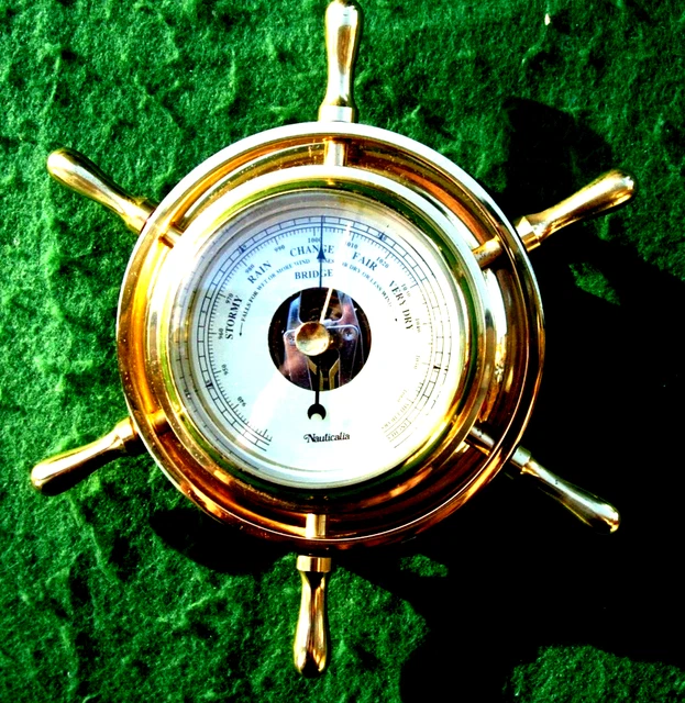 VTG SOLID BRASS Nauticalia Barometer Ships Wheel Design Collectible ...