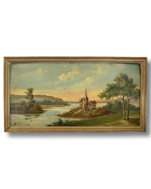 19TH CENTURY FRENCH Country Landscape Oil Painting European 1800s- 8 x ...