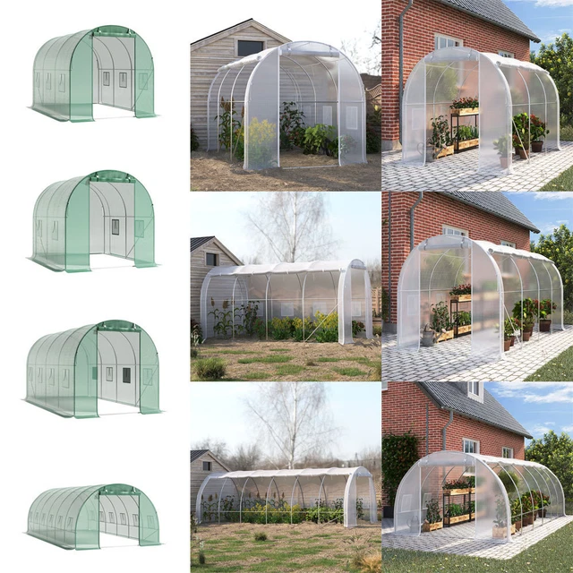 LARGE GALVANIZED STEEL Walk-In Garden Dome Polytunnel Greenhouse Plant ...