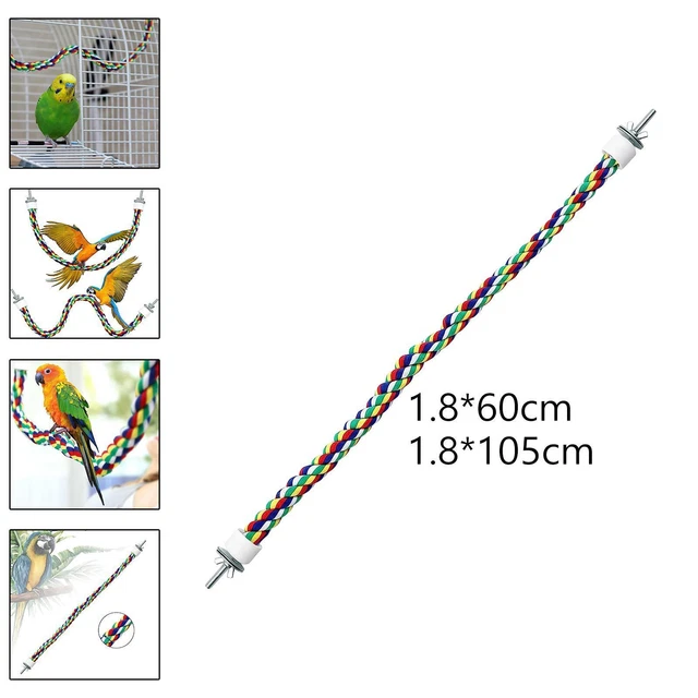 BIRD ROPE PERCH Flexible Braided Rope Perch for Canary Lovebirds Budgie ...