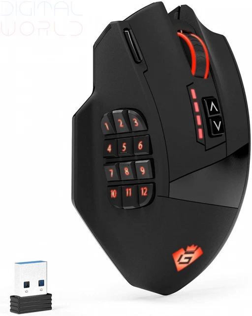 GAMSPEED V8 PRO RGB Wireless MMO Gaming Mouse, 16,000 DPI Optical ...