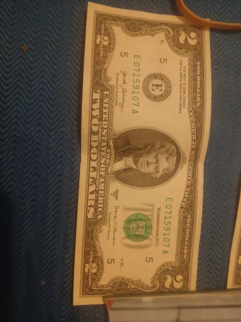 2 DOLLAR BILL star note 2017A ultra low serial number #19 Uncirculated ...