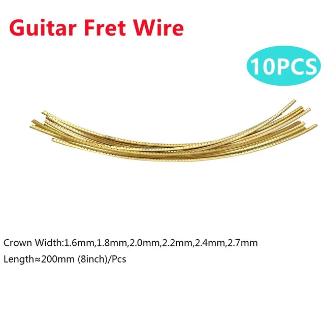 LONG LASTING BRASS Fret Wire for Guitars Set of 10 200mm Lengths Widths ...