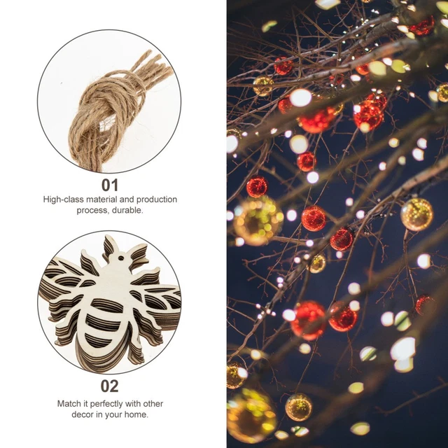 30 PCS BEE Shaped Hanging Decor Unfinished Pendents Wood Cutout ...