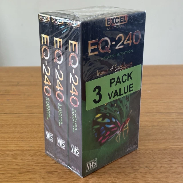 EXCEL EQ-240 4 Hour VHS Tape Blank Tapes (Pack Of 3) BRAND NEW SEALED ...
