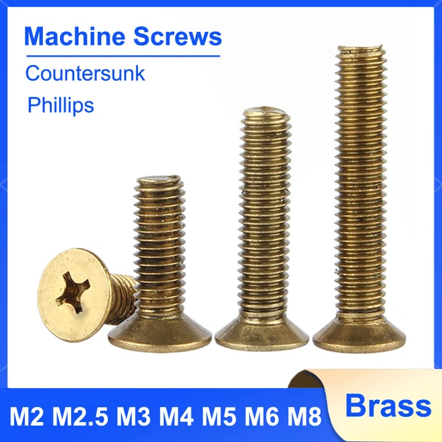 BRASS PHILLIPS MACHINE Screws Countersunk Flat Head Bolts M2 M2.5 M3 M4 ...