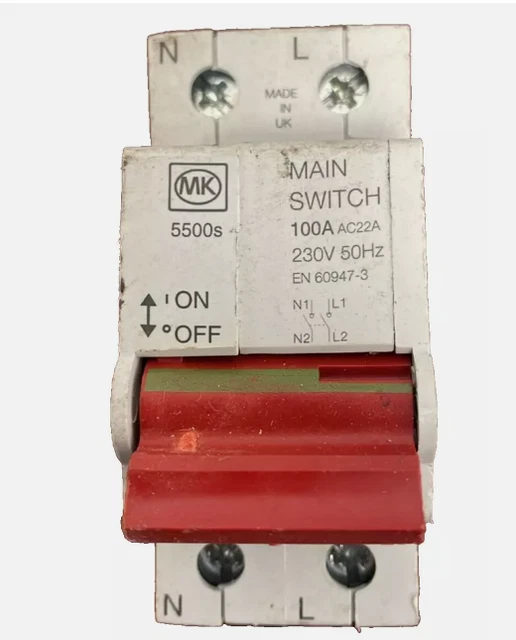 MK 100 AMP Main Switch Disconnector, 100A Double Pole Isolator, Sentry ...