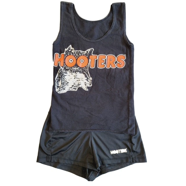 Hooters Girl Uniform Waitress Costume All Black Tank Top Sz Xs And Shorts