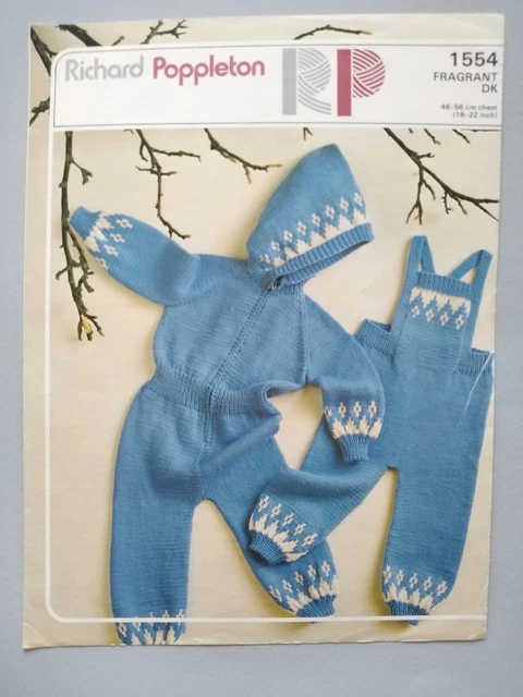 BABY JUMPSUIT & DUNGAREES, 18-22" 8ply - RICHARD POPPLETON Knitting ...