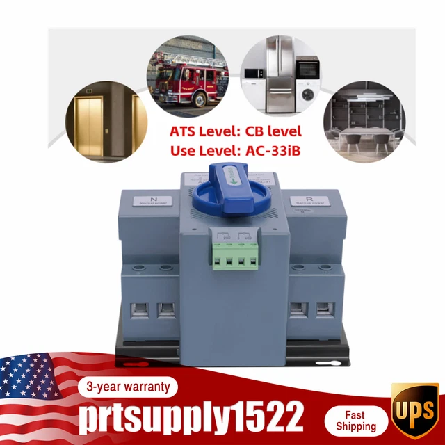 63A ATS DUAL Power Automatic Transfer Switch for Generator Changeover ...