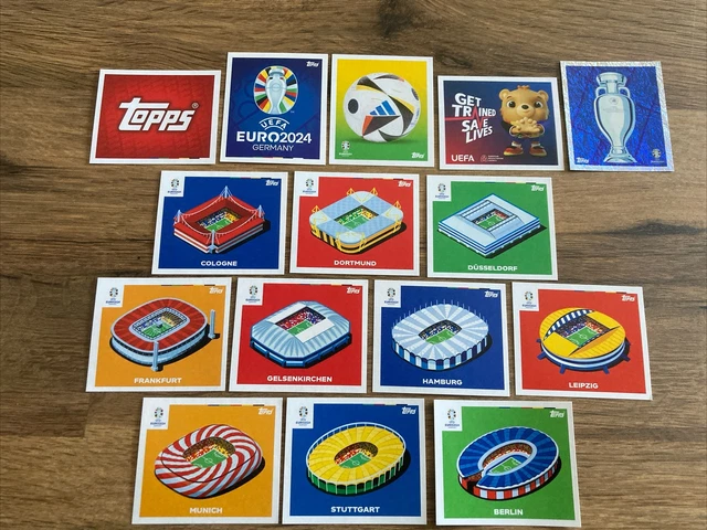 TOPPS EURO 2024 Set of 15 Intro, Stadium Stickers TOPPS 1, UEFA 1-3 ...