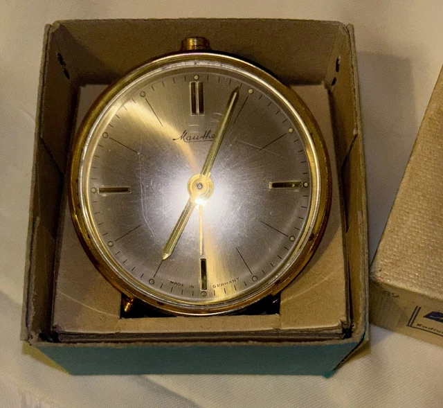 VINTAGE MAUTHE SMALL Travel Alarm Wind-Up Clock - Made In Germany ...