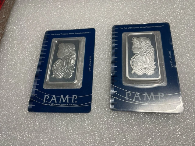 PAMP SUISSE 1 Oz .999 Silver Bars In Assay Card-Lot Of 2 Consecutive ...