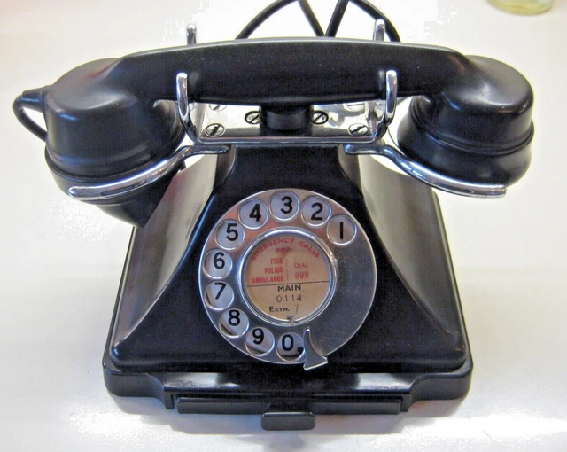RARE VINTAGE BLACK Bakelite GPO rotary dial Pyramid Phone 232L FWR56/2 ...
