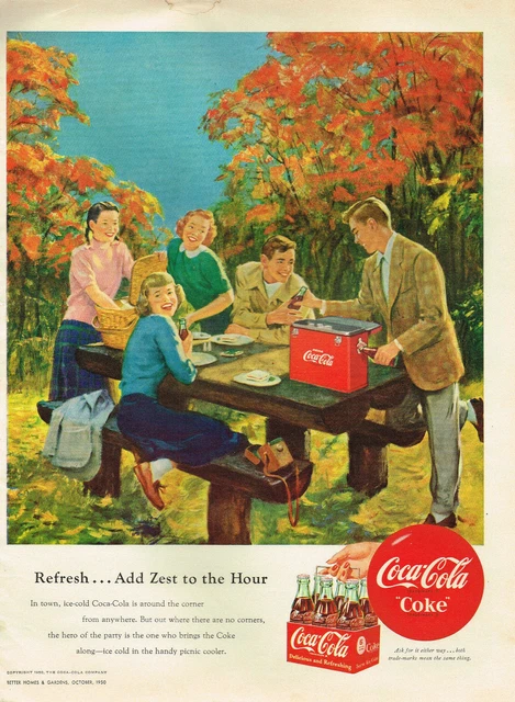 1950S ORIGINAL VINTAGE Coca-Cola Mid Century Retro Kitchen Fashion Art ...