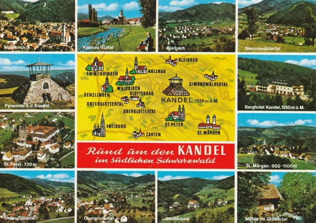 AK MAP, LANDKARTE, Umgebungskarte **RUND UM DEN KANDEL** Schwarzwald ...