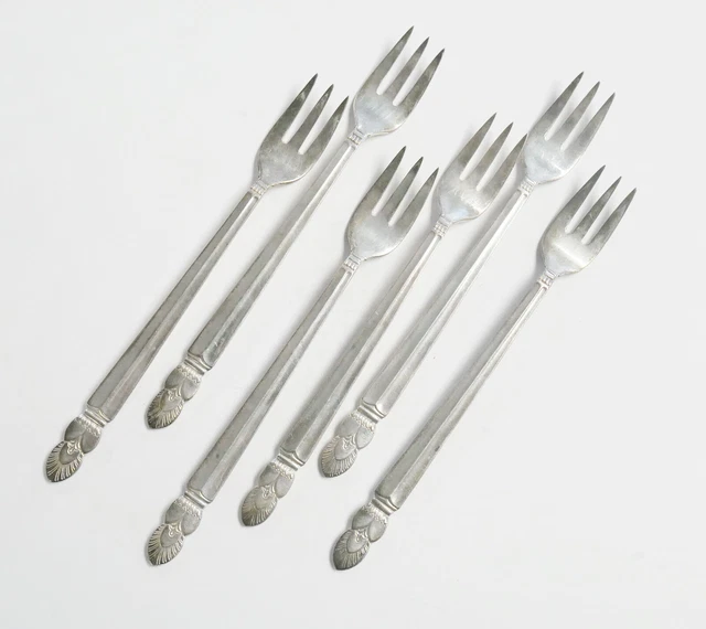 6 WHITING PRINCESS Ingrid Sterling Silver .925 Seafood Cocktail Forks ...