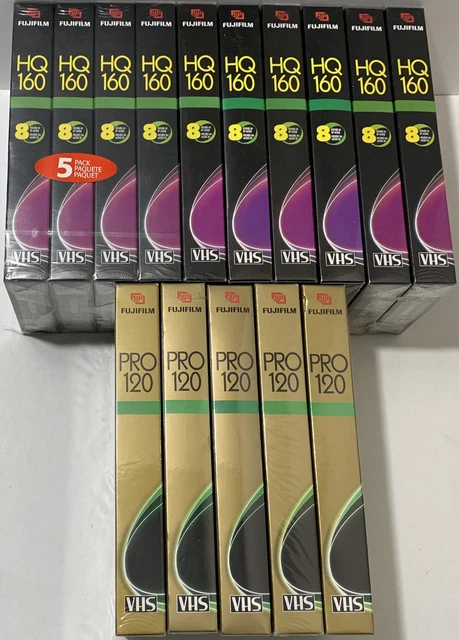 15 BLANK VHS Tapes FUJIFILM 10 HQ T-160 8 Hour & 5 PRO T-120 6 Hour ...