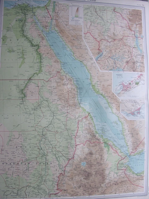 1920 MAP OF EGYPT & NILE Red Sea Alexandria Aden Abyssinia Plate 78 ...