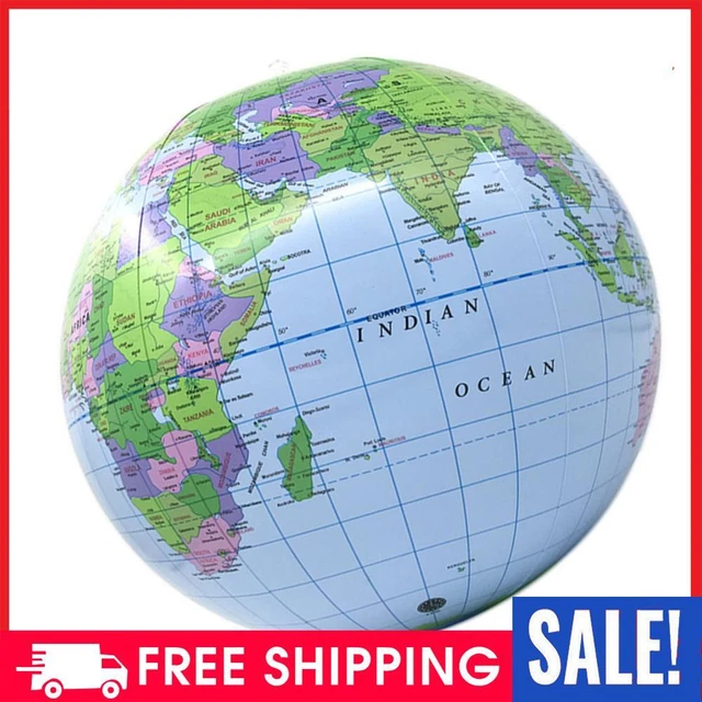 INFLATABLE GLOBE WORLD Earth Ocean Map Beach Ball Geography Kid ...