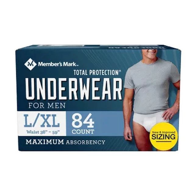 MEMBER'S MARK TOTAL Protection Incontinence Underwear for Men Large ...