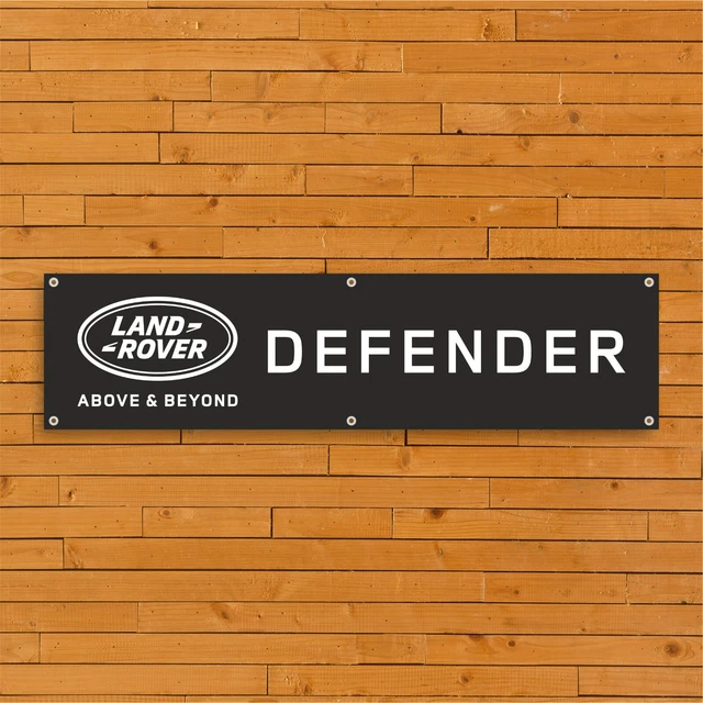 LAND ROVER DEFENDER Logo PVC Banner Garage Workshop Sign Trackside ...