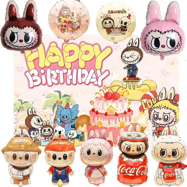 LABUBU BIRTHDAY SUPPLIES Party Decoration Banner Backdrop Foil Helium ...