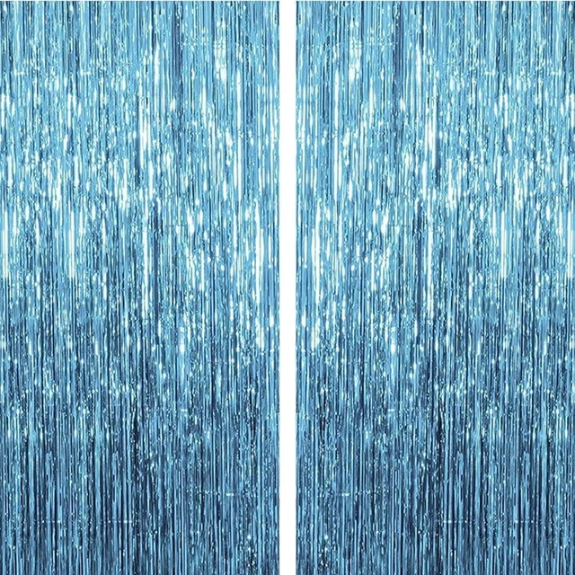 FRINGE BACKDROPS 2 Pack Foil Backdrop Curtain, Blue & Light Blue Ocean ...