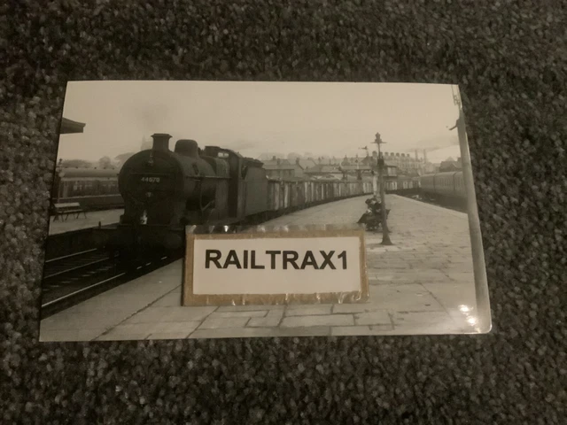 RAILWAY STEAM PHOTOGRAPH - 44570 & Driver At Skipton Station & Signal ...